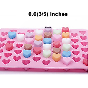 Silicone Mini Heart 55-Cavity Molds for Baking, Heart Shape Ice Cube Candy Chocolate Mold, Valentine Candy Molds, Pack of 2
