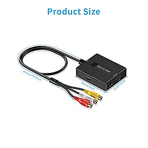 Uzifhdhi RCA to HDMI Converter, AV to HDMI Converter Supports PAL/NTSC for PS2/VHS/VCR/Blue-Ray DVD ect.