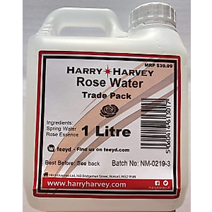 Rose Water Rosewater Culinary and Salon, rose water toner 1 litre for hair, face, locs and cooking, 1L 1000ml - Harry Harvey - 35oz