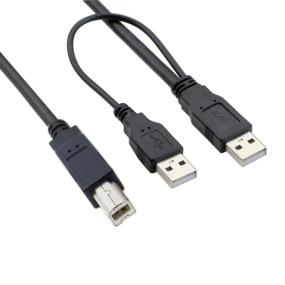 cablecc Dual USB 2.0 Male to Standard B Male Y Cable 80cm for Printer & Scanner & External Hard Disk Drive