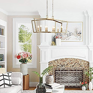 KSANA Gold Chandelier, Modern 8 Lights Metal Light Fixture for Dining Room and Kitchen Island