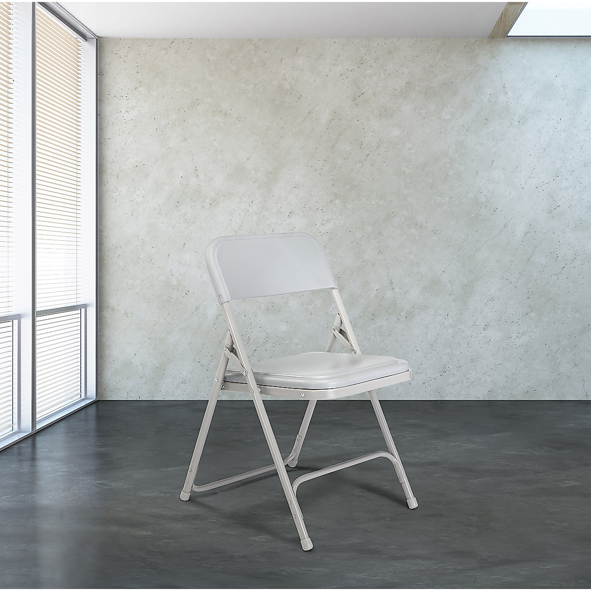 National Public Seating 800 Series Steel Frame Premium Light Weight Plastic Seat and Back Stacking Folding Chair with Double Brace, 480 lbs Capacity, Grey