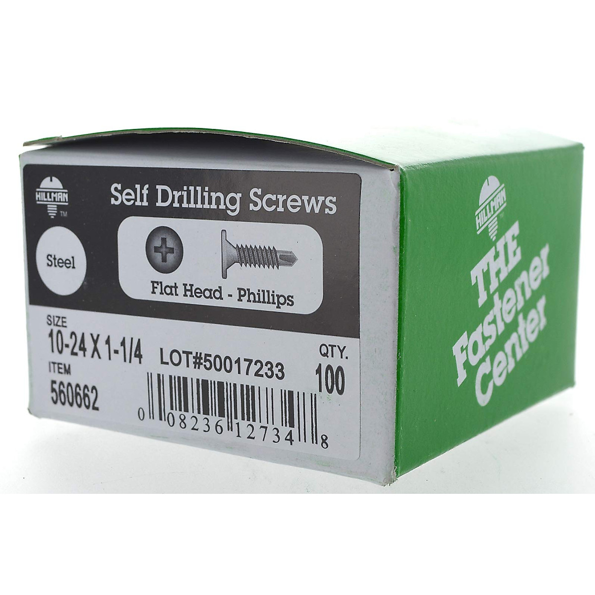 The Hillman Group 560662 10-24-Inch x 1-1/4-Inch Wafer Head Phillips Self Drilling Screw, 100-Pack, 1.25 inches, Zinc