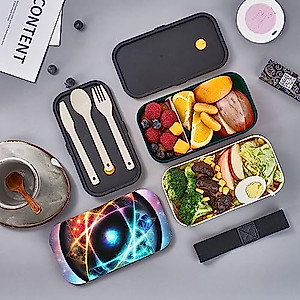Wonderful Universe Adult Lunch Box, Bento Box, With Cutlery Set Of 3, 2 Compartments, Rectangular, Lunch Box For Adults