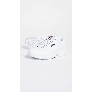 Fila Men's Disruptor II Premium Shoes, White/Fila Navy/Fila Red - 11.5