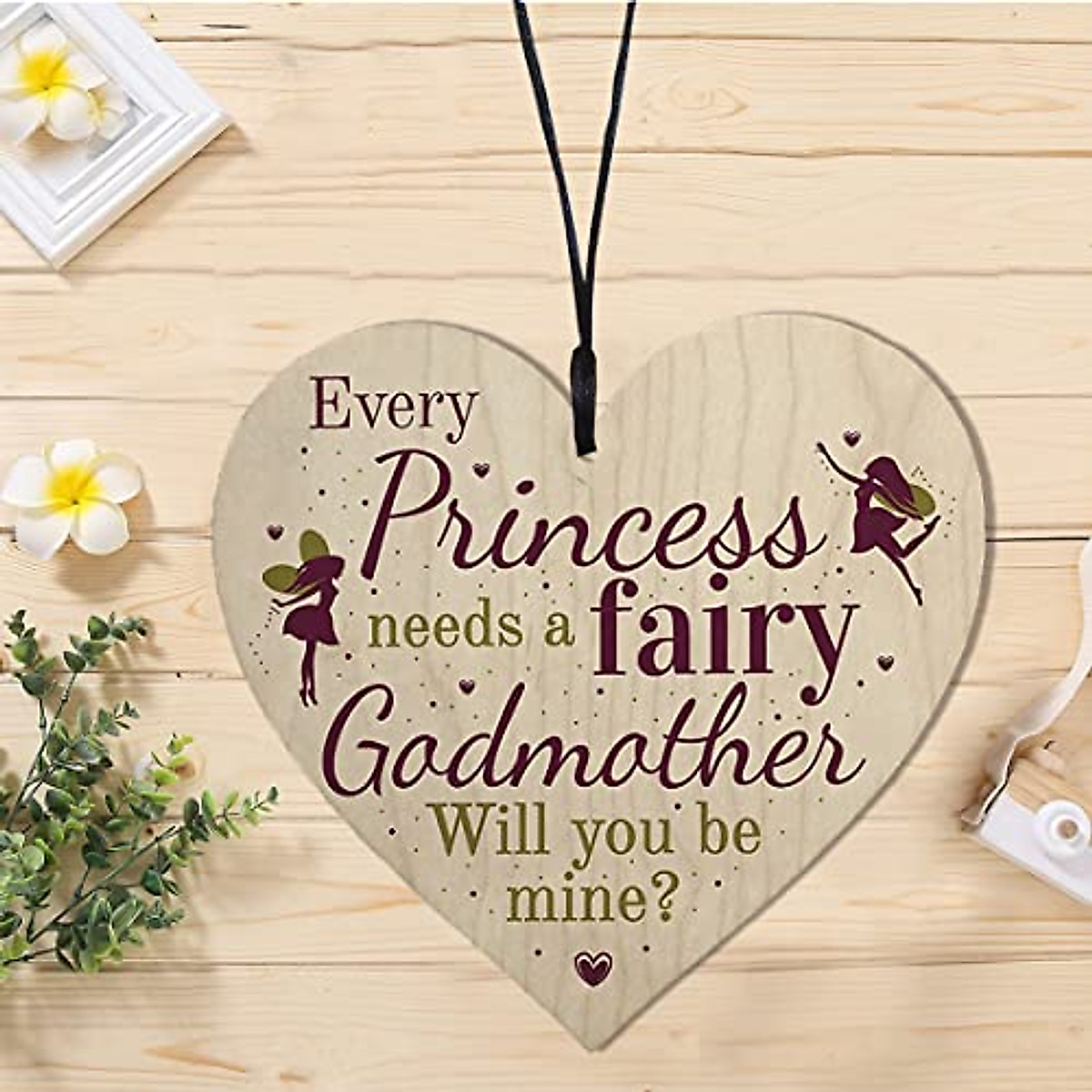 Dadaly Decor Godmother Plaque Will You Be My Godmother Proposal - Best Godmother Gift Wooden 4 x 4 inch (A)
