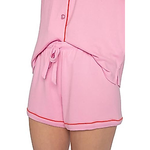 PJ SalvageThe Summer I Turned Pretty Lounge Short-sleeve Button Down Shirt and Bottom Shorts Pajama SetPinkX-Large