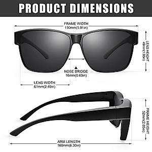 Peekaco Sunglasses Fit Over Glasses for Men Women, Lightweight Polarized Sunglasses Wear Over Glasses, UV400 Protection