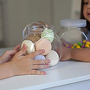 Candy Jar, Candy Jars with Lids, Cookie Jar for Kitchen Counter, Plastic Candy Jars for Candy Buffet and Party Table, Candy Buffet Containers, Cookie Jars with Lids Set, Candy Holder, Clear Plastic Jars with Lids, 3 Pack, 48 oz