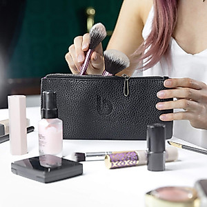 Beauty Junkees Makeup Brush Case Cosmetic Bag Black Make Up Brush Holder Pouch or Cosmetic Storage Organizer for Purse or Travel, Large Enough to Carry All Size Brushes, Cruelty Free