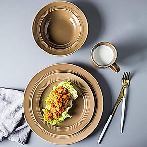 GagalU Dinner Set,Porcelain Dinnerware Sets, Modern Minimalist Style Salad Bowls and Steak Plates Sets | 22 Pieces Ceramics Dinner Combination Set with Mug for Restaurant