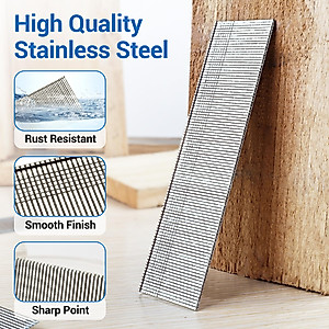 meite 18 Gauge Stainless Steel Brad Nails, 3/4 Inch 18GA Brad Nails, 304 Stainless Steel Small Finishing Nail Gun Nails for Pneumatic, Electric Brad Nailer Gun (2,000 Counts)