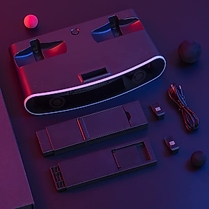 PSVR 2 Charging Station with VR Headset Holder Display Stand,Controller Charging Dock for PS5 VR2 Accessories with Led Indicator, 2 Magnetic Clasp & Type-C Cable