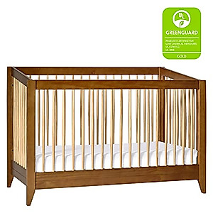 Babyletto Sprout 4-in-1 Convertible Crib with Toddler Bed Conversion Kit in Chestnut and Natural, Greenguard Gold Certified