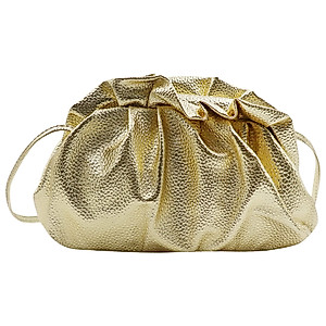 Women Cloud-Shaped Dumpling Bag Fashion Ruched Crossbody Bag Cell Phone Clutch Purse Clip Shoulder Handbag