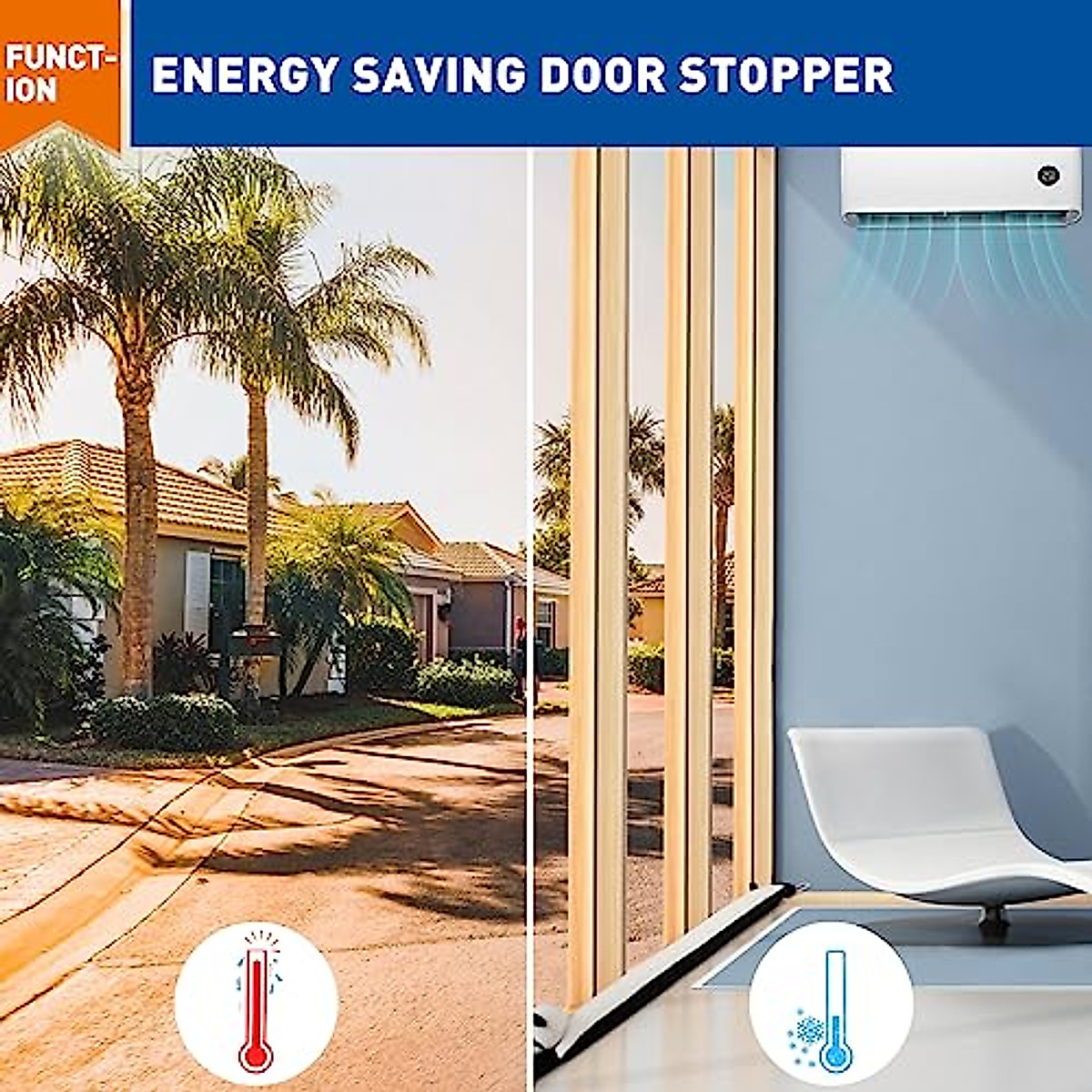 MAGZO Under Door Draft Stopper 36 Inch, Weighted Animal Noise Blocker for Door, Panda Draft Guard with Hook Loops