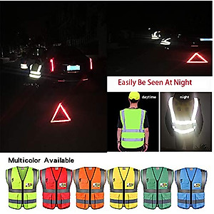 zojo High Visibility Safety Vests With Pockets, Wholesale Reflective Vest for Outdoor Works, Cycling, Jogging, Walking,Sports - Fits for Men and Women (Pack of 10, XL Neon Yellow)