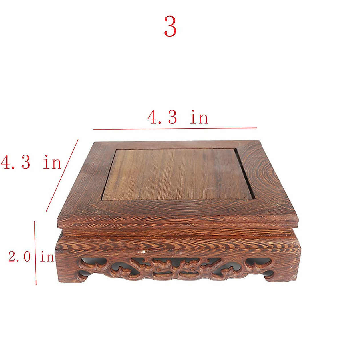 Chinese Wooden Rosewood Carved Base Square Vase Plant Fishbowl Sculpture Display Stand