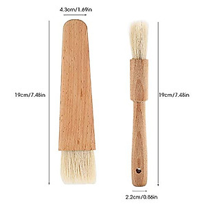 Wooden Barbecuing Brush Oil Basting Baking Brush Oil Sauce Butter Kitchen Tool(Round Handle)
