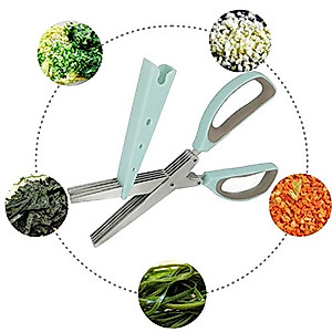 Herb Scissors with 5 Blades and Cover, Herb Stripper Tool Kit, Vegetables Potato Fruits Peeler, 3 Stainless Kitchen Gadget Set Cutter Chopper with Cleaning Combs, Graters