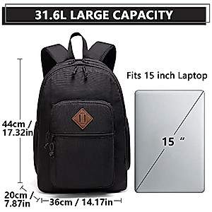 Backpack for Men and Women,ChaseChic WaterResistant Lightweight School Backpacks 15-in Laptop College Travel Bookbags,Black