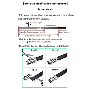 Barry.Wang Black Belt for Men Dragon Designer Buckle Chinese Sliding Belt Large Leather Strap