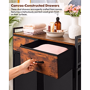 Laundry Basket with 2 Large Drawers - Compartment Laundry Hamper, 2 Removable Sections Laundry Bags Made of Oxford Fabric, Particleboard Shelf and Metal Frame, Oversize