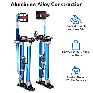 WeChef 24" - 40" Drywall Stilts Height Adjustable Lifts Aluminum Tool Non slip for Cleaning Painting Pruning Branches Blue