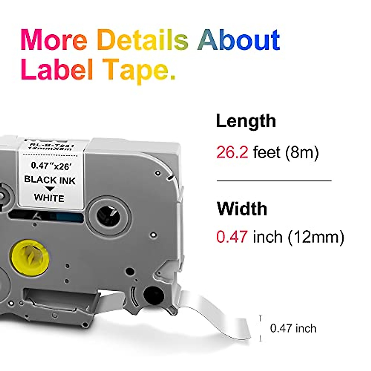 Uniwork TZe-231 7-Pack Compatible Label Tapes Replacement for Brother P Touch TZe231 TZe 231 431 531 631 731 931 P Touch Laminated 12mm 0.47 Inch for Ptouch PT-D210 H110 D400 Label Maker, Multi Color