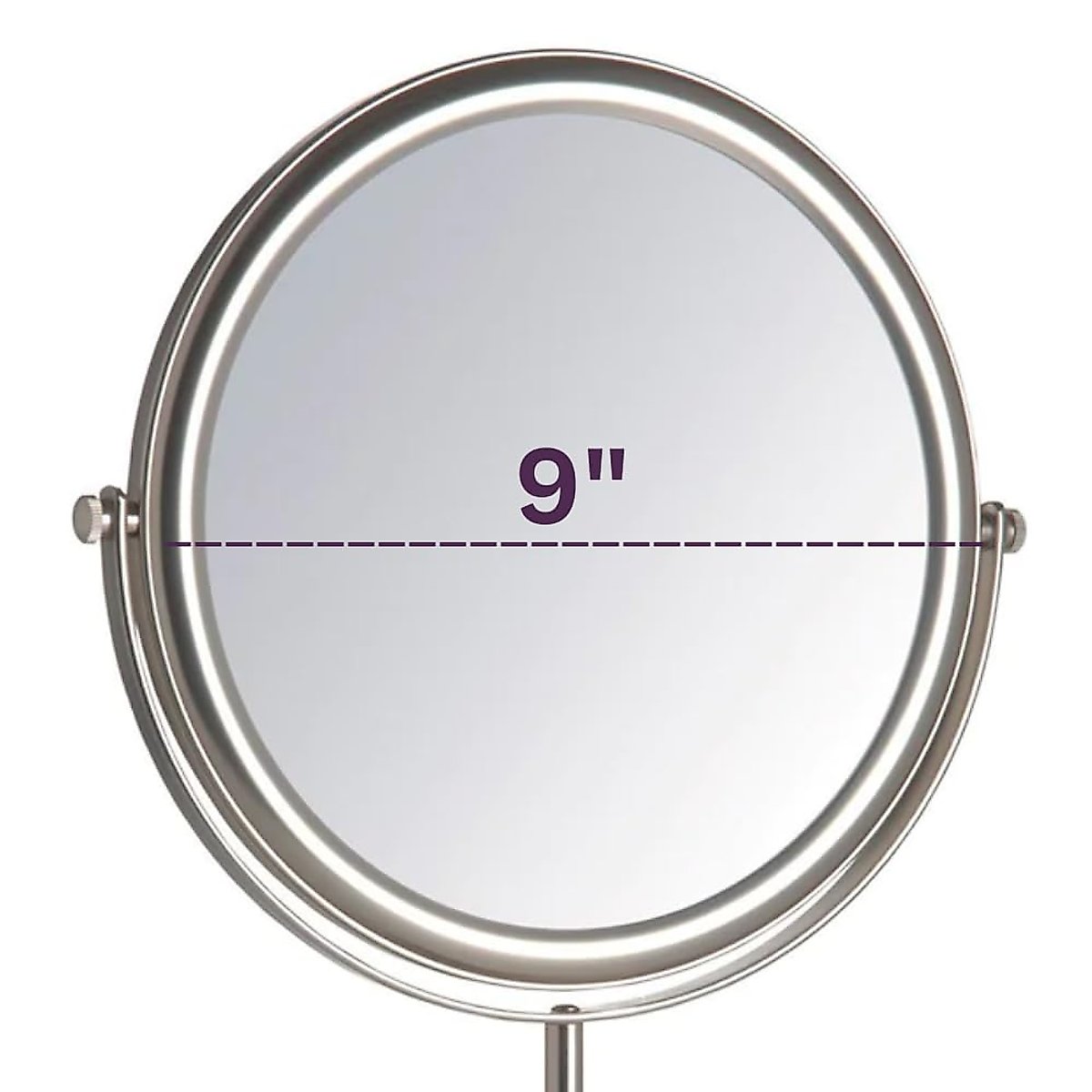 JERDON Two-Sided Tabletop Makeup Vanity Mirror - 5X-1X Magnification & Swivel Design - 9-Inch Diameter Mirror with Adjustable Height - Polished Chrome Finish - Model JP4045C