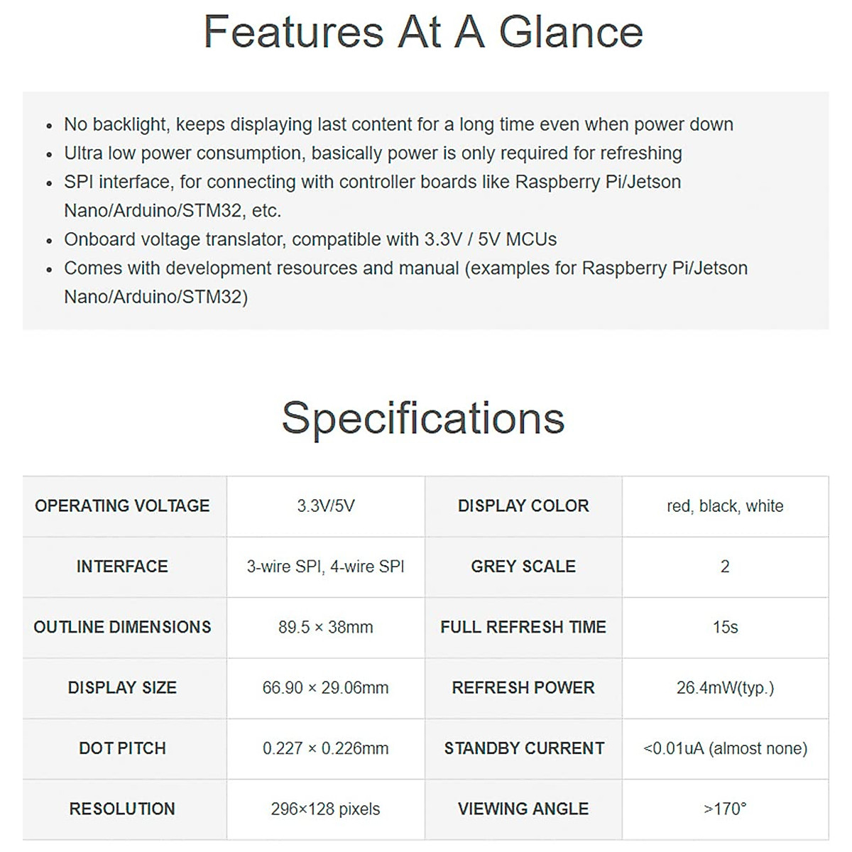 waveshare 2.9inch e-Pape Display Module for Raspberry Pi 4B/3B+/3B/2B/Zero/Zero W/PIZero 2 W/WH/Jetson Nano/forArdui/Nucleo, 296×128 Pixels Red Black White Three Color SPI E-Ink Screen Full Refresh