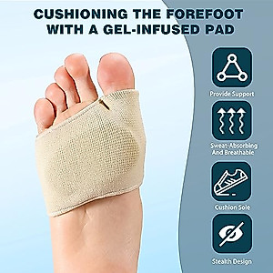 4PCS Metatarsal Pads with Gel Pad for Women and Men, Foot Pads Provides Relief for Morton's Neuroma Inserts, Metatarsalgia and Ball Foot Pain, Soft Gel Inside, Foot Support for Pain Relief