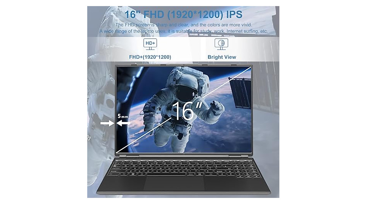 Ruzava 16" Laptop - 12GB RAM, 512GB SSD, Win 11