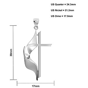 US Jewels Ladies 925 Sterling Silver Polished 30mm Methodist Cross Pendant 1.4mm Rope Chain Necklace, 18"