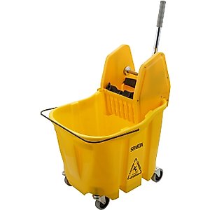 SPARTA OmniFit Mop Bucket with Down Press Wringer, Plastic, 35 Quarts, Yellow