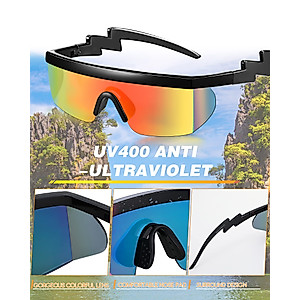 Fabbay 12 Pairs 90s Sunglasses Neon Semi Rimless Rainbow 80s Zigzag Sunglasses Goggle Style Retro Rave Shades Glasses for Men Women Halloween Cosplay