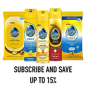 Pledge Expert Care Wood Wipes, Shines and Protects, Removes Fingerprints, Lemon Scent, 24 Count (Pack of 1)