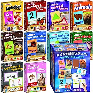Flash Cards for Toddlers 2-4 Years – Jumbo Learning Box Set with Real Pictures - Alphabet Number Emotions Animal Sight Words Color Shapes – Toddler Flash Cards for Kindergarten Preschool 1st 2nd Grade