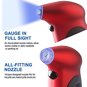 NDDI 2 Pack Digital Tire Pressure Gauge, 150 PSI 4 Settings Car Truck Bicycle Backlit LCD Non-Slip Grip, Gray and Red.