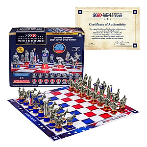 As Seen On TV Collector's Edition 2020 Battle for The White House Chess Set Board Game by BulbHead - Chess Pieces Look Just Like Politicians & Patriotic Chess Board Democrats Vs. Republicans