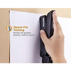 Bostitch Office Executive 3 in 1 Stapler, includes 210 Staples and Integrated Staple Remover, One Finger Stapling, No Effort, 20 Sheet Capacity, Spring Powered Stapler, Black (INP20-BLK)