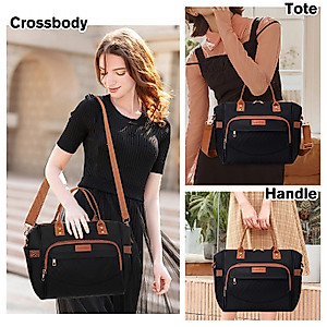 Fresh-flash Lunch Bag for Women, Large Insulated Lunch Box for Work Adults, Wide-Open Lunch Tote, Leakproof Lunch Cooler Bag with Removable Shoulder Strap & Side Pockets for Picnic, Camping-Black