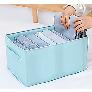 Clothing & Drawer Organizer Bins, Pack of 2 Premium Quality 9-Grid Fabric Storage Containers with Handles, Sea Green & Navy Sea Green Dark blue