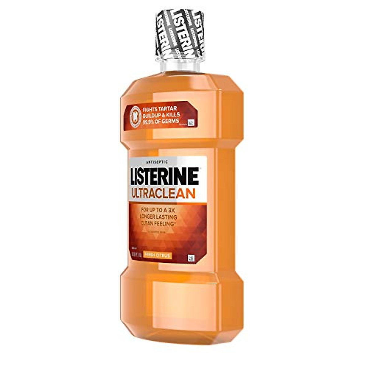 Listerine Ultraclean Oral Care Antiseptic Mouthwash with Everfresh Technology to Help Fight Bad Breath, Gingivitis, Plaque and Tartar, Fresh Citrus, 1.5 l