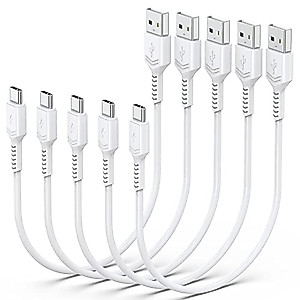 Short USB C Cable 1ft, 5pack USB A to USB C Charger Cable Fast Charging Durable Type C Cord for Samsung Galaxy S22 Ultra Note 8 9 A32 A12, Moto G Pure, LG Stylo 6, Charging Station, Power Bank(White)