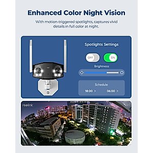 REOLINK 4K WiFi Security Camera with Ultra-Wide Angle, 2.4/5 GHz Plug-in WiFi Outdoor Camera, Smart Human/Vehicle/Pet Detection, Color Night Vision, Two-Way Audio, IP66 Waterproof, Duo 2 WiFi