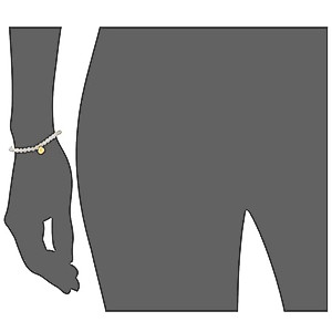 Satya Jewelry 4mm Rose Quartz and 18K Yellow Gold Plated Mini Lotus Stretch Women's Bracelet, 7"