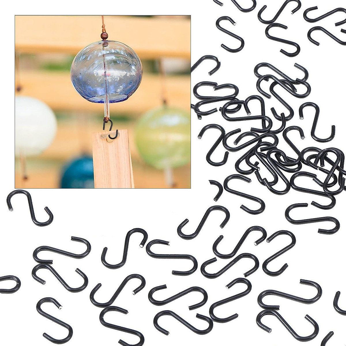 ASSORAIN 100 PCS Small s Hooks for Hanging,s Hooks Small,Mini S Hooks for Hanging Small S Hook,Steel S Shaped Hooks for Christmas Ornament 1/2 Inch Wire Hangers,for Crafts, Jewelry and Hanging