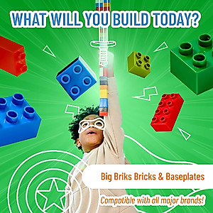 Strictly Briks Compatible with Lego Duplo Toy Building Blocks for Kids and Toddlers, Classic Big Bricks Set and Baseplates, Large Pegs for Ages 3 and Up, Basic Colors, 96 Pieces