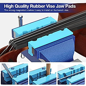 Raynesys 4-Inch Bench Vise, Ductile Cast Iron Bench Vise with 360° Flexible Swivel Base, Heavy Duty Home Work Bench Vice, Blue